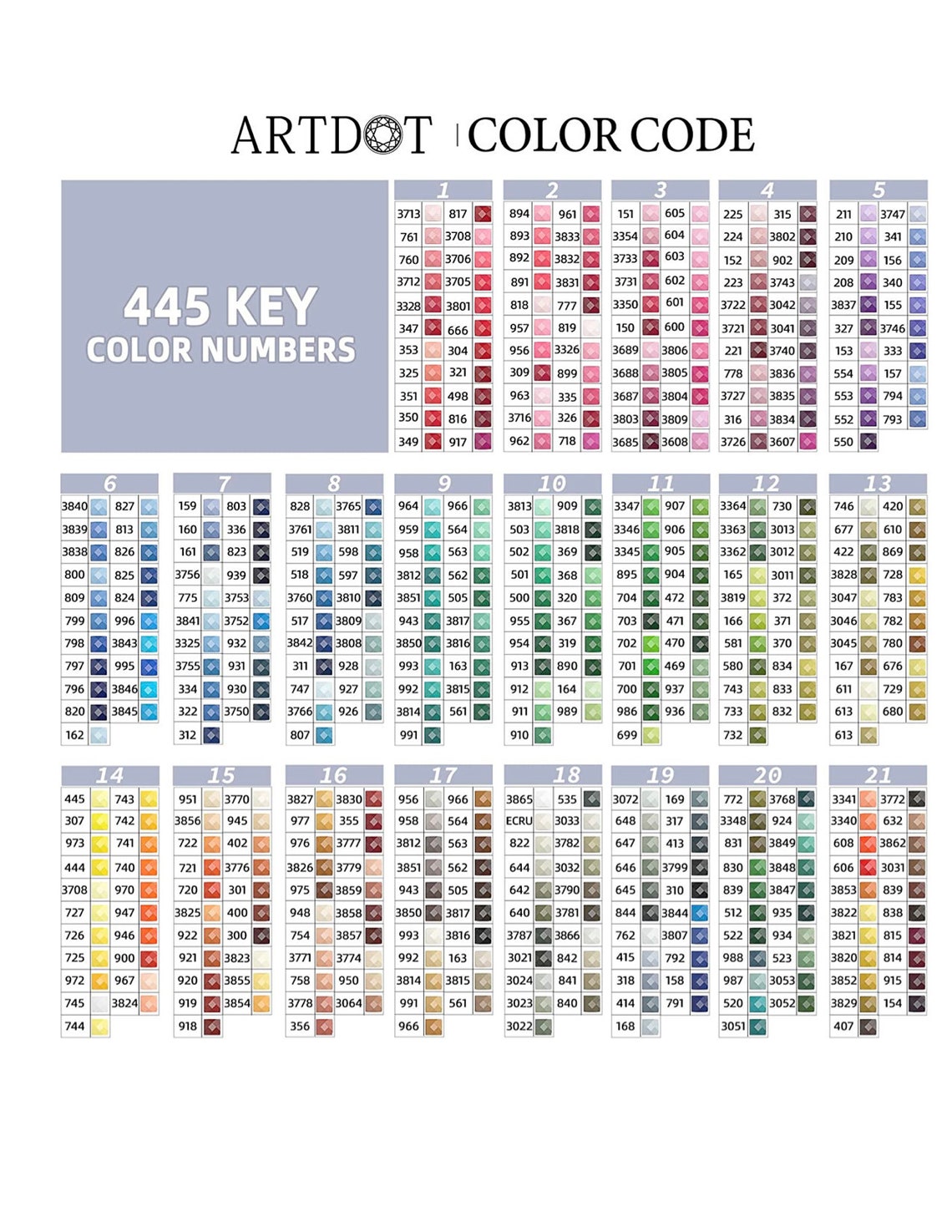 Diamond Painting Replacement Drills Dmc/artdot Colors | Etsy