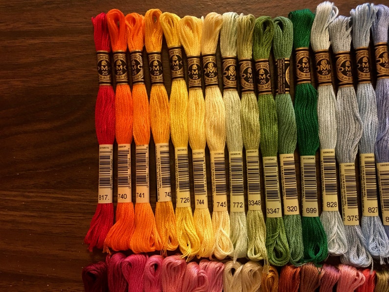 50 Brand New DMC Floss - Rainbow of Colors - Free Shipping - Set 1 - Etsy
