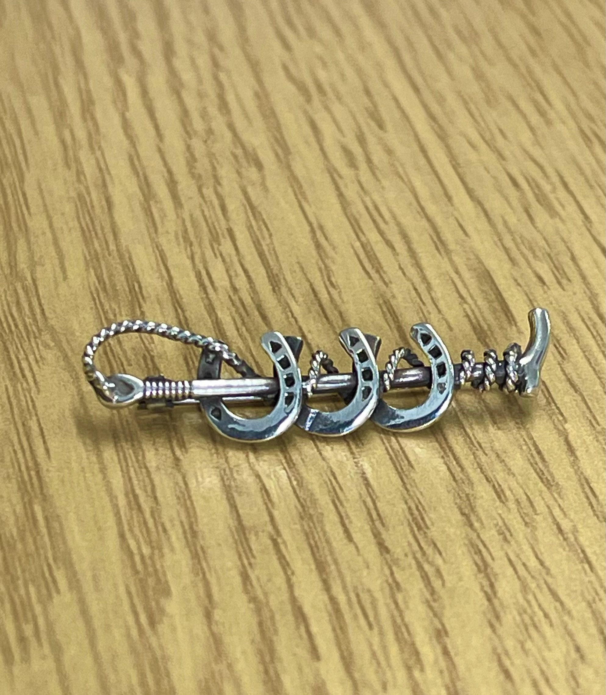 Vintage Equestrian Silver Riding Brooch 3 Horseshoes and Crop Pin ...