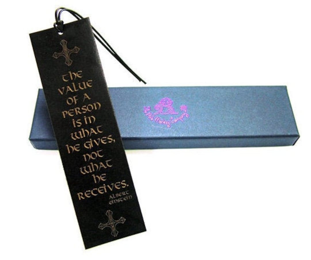 Leather Bookmark Albert Einstein Inspirational Quote Value a Person ...