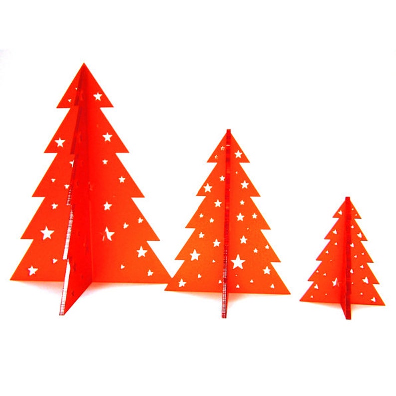 3D Christmas Tree Table Top Decorations in Three Sizes Laser - Etsy