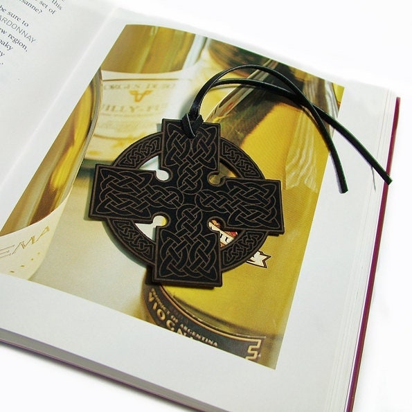 Celtic Leather Bookmark - Celtic Cross - Laser Cut, Engraved & Hand ...