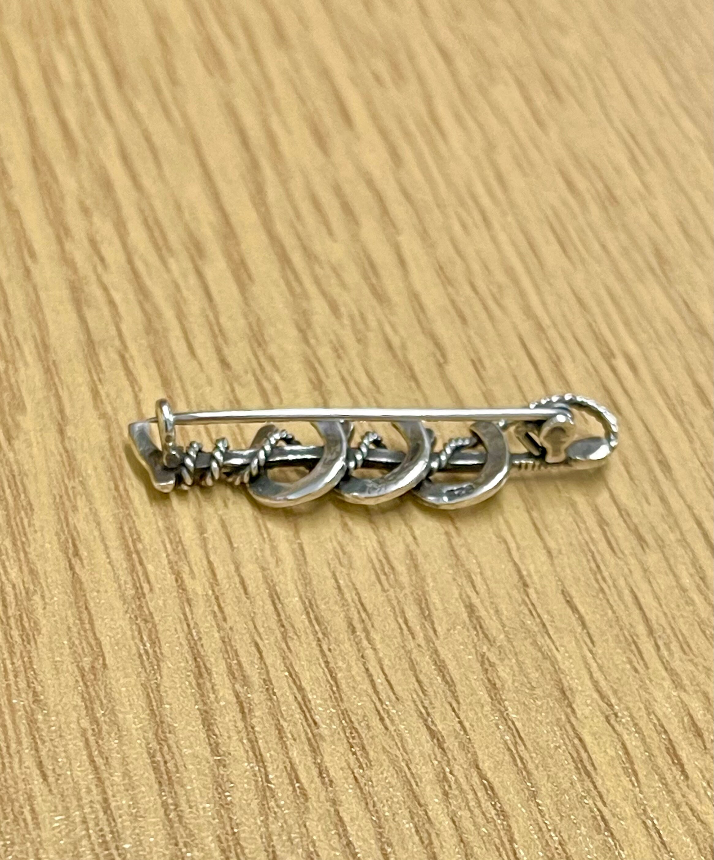 Vintage Equestrian Silver Riding Brooch 3 Horseshoes and Crop Pin ...