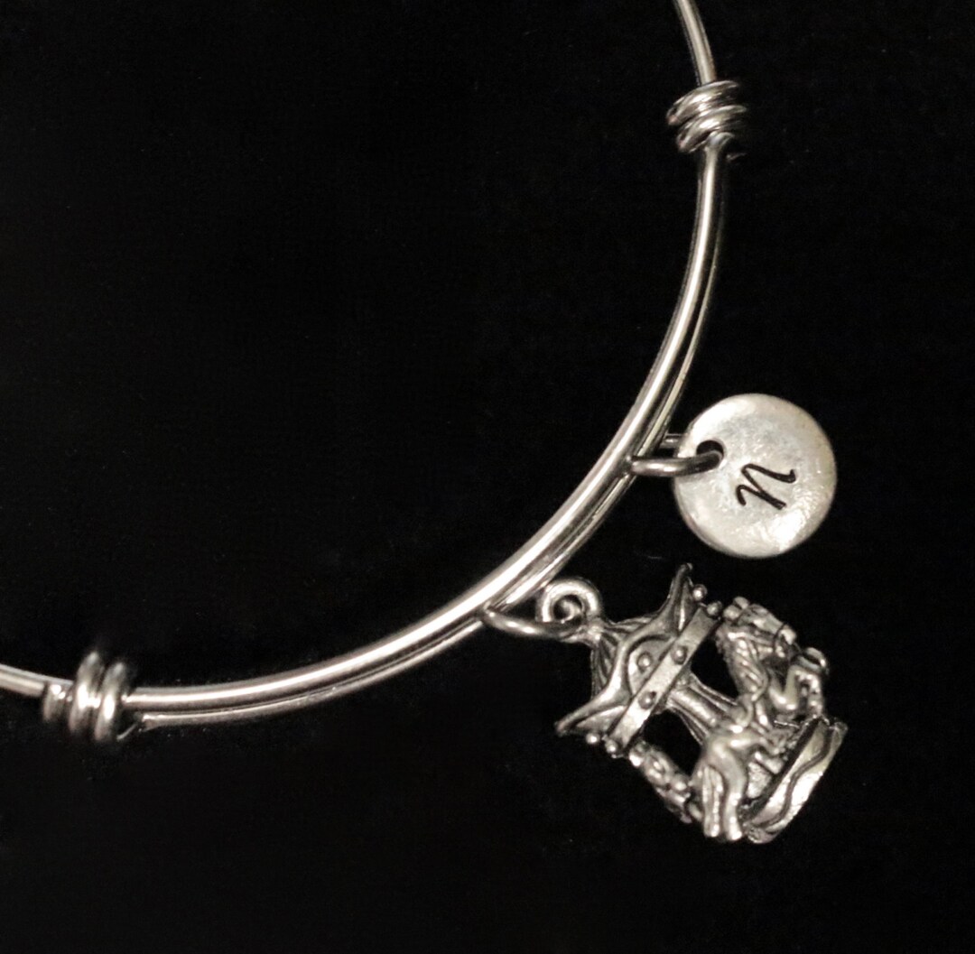 Carousel Charm Bracelet, Amusement Park Bangle Bracelet, Adjustable ...