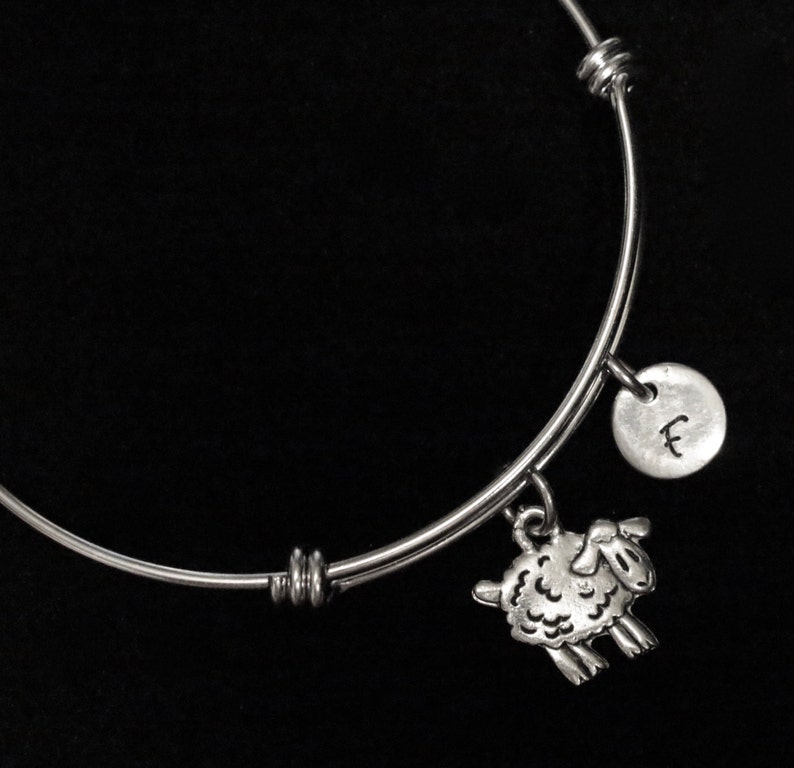 Sheep Charm Bracelet, Lamb Bangle Bracelet, Animal Charm Bracelet ...