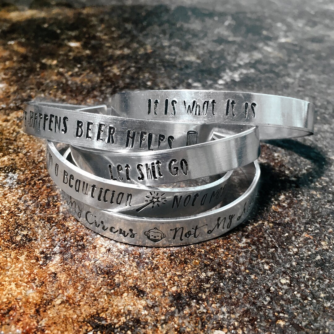 Hand Stamped Bracelet- Beer Bracelet, Sarcastic Bracelet, Beautician ...