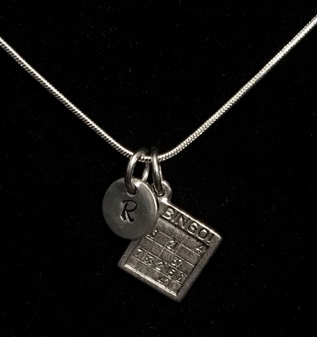 Bingo Card Sterling Silver Necklace, Bingo Silver Necklace, Bingo ...