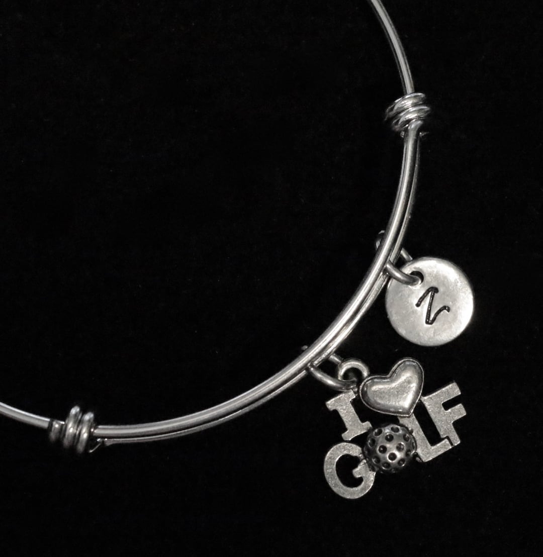 I Love Golf Bracelet, Golf Ball Bangle Bracelet, Golfing Bracelet ...