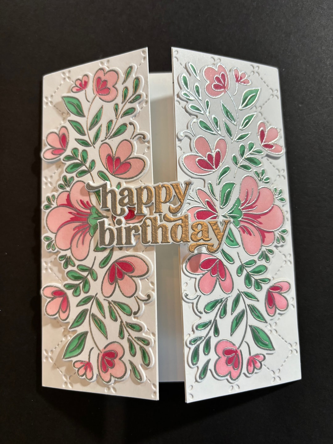 Floral Gatefold, Handmade, Happy Birthday - Etsy