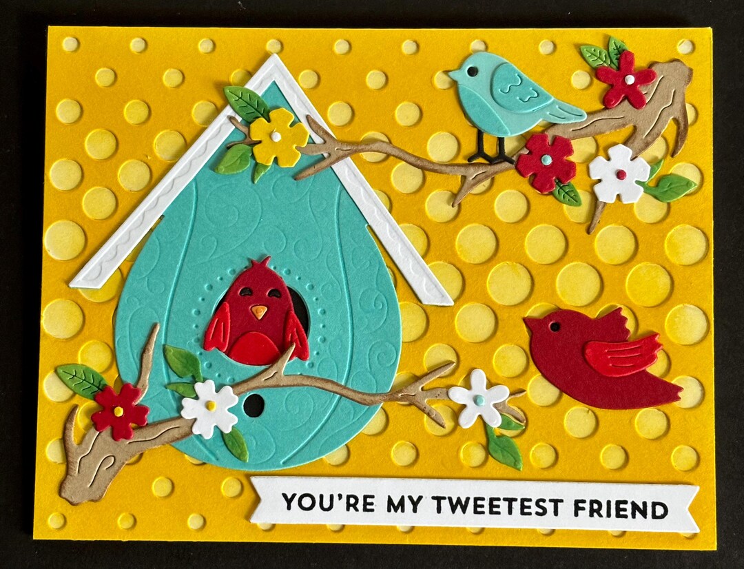 Birdies and Birdhouse, Vibrant, Handmade, Colorful - Various "tweet ...