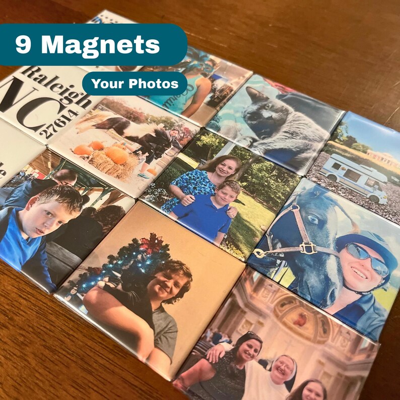 Personalized Gift - NINE (9) Custom Photo Magnets 2x2" | Gift for ...