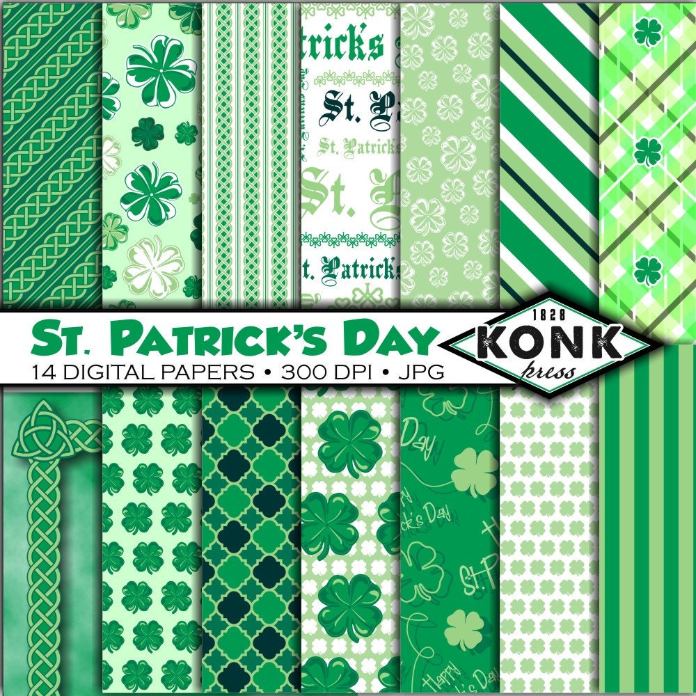 14 Digital Papers St. Patrick's Day Irish scrapbook paper | Etsy