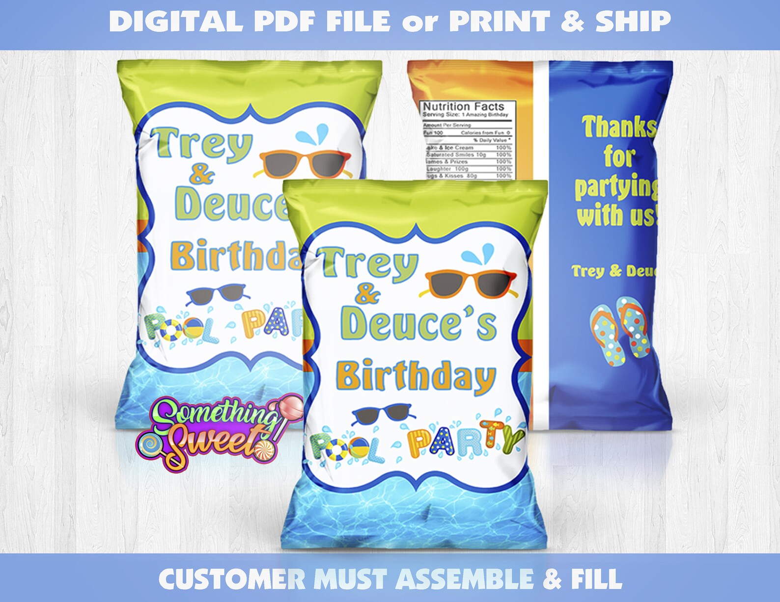 Pool Party Chip Bag Pool Party Treat Bag Custom Chip Bags - Etsy