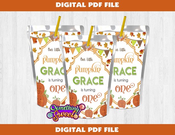 Pumpkin Juice Labels, My Little Pumpkin Party, Juice Pouch Labels ...