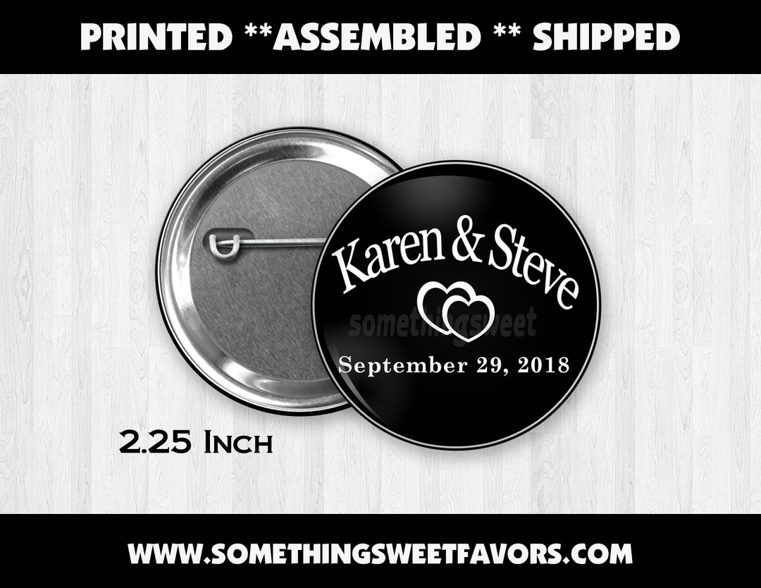 Wedding Buttons, Custom Pins, Black & White Wedding Theme Pins, Wedding ...