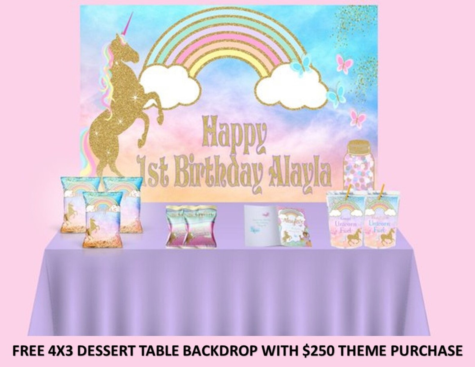 Unicorn Party FREE BACKDROP With 250 Purchase Unicorn Face - Etsy