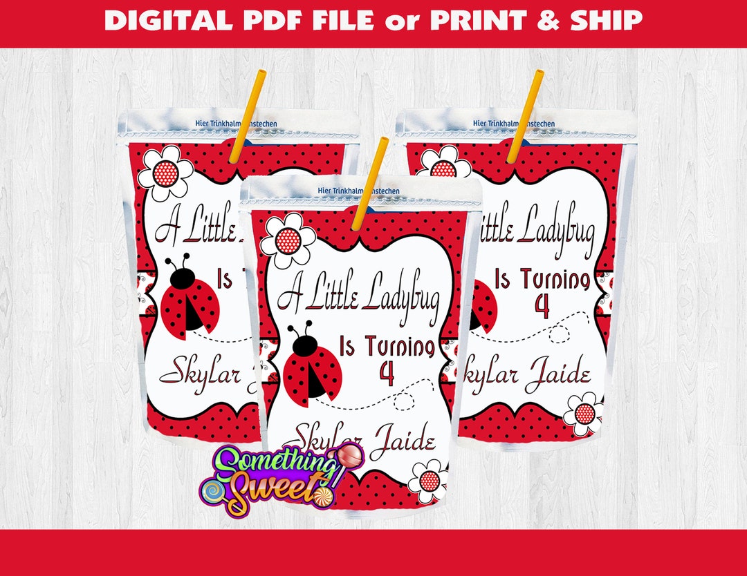 Ladybug Juice Pouch Labels, Lady Bug Birthday - Etsy