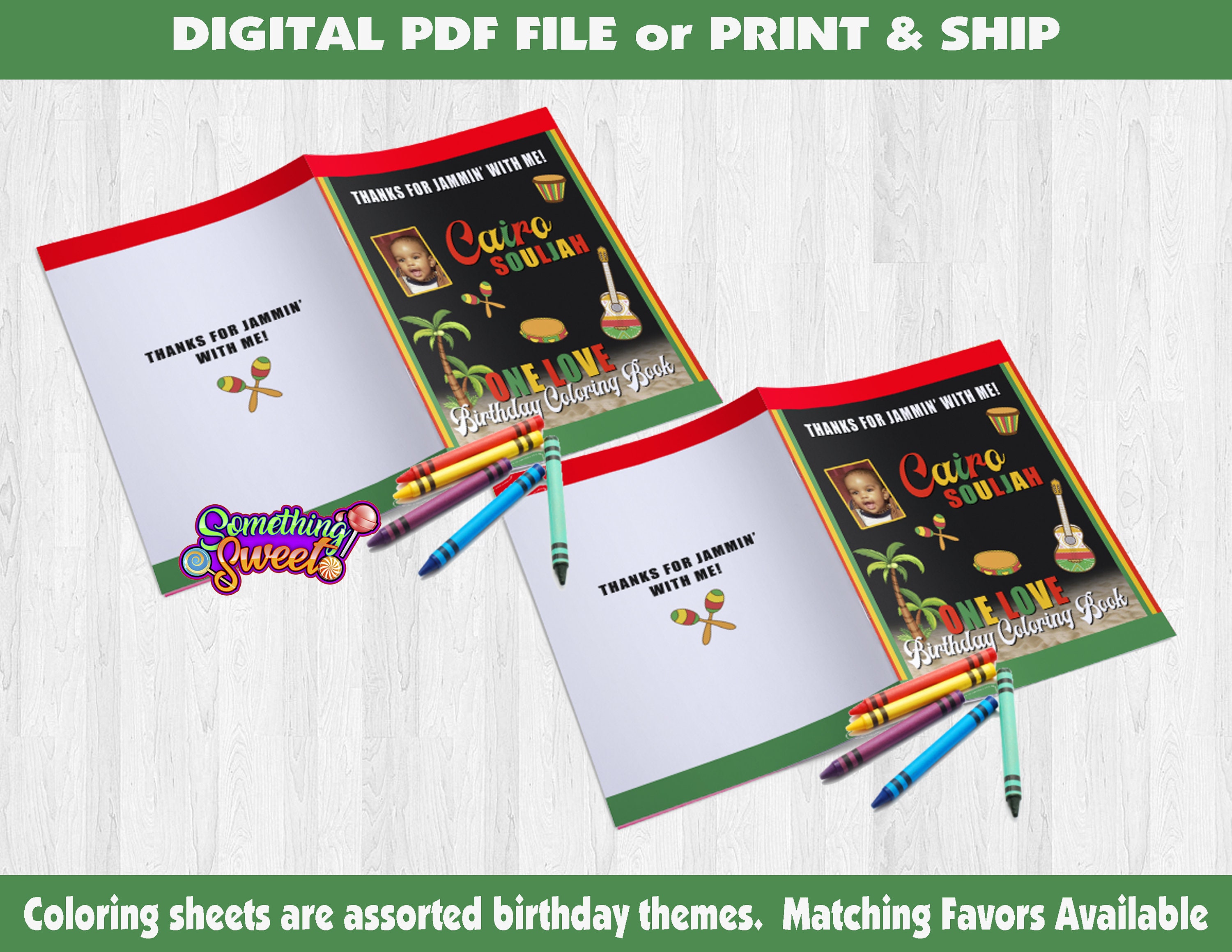 One Love Coloring Book, Reggae Themed Birthday Party - Etsy