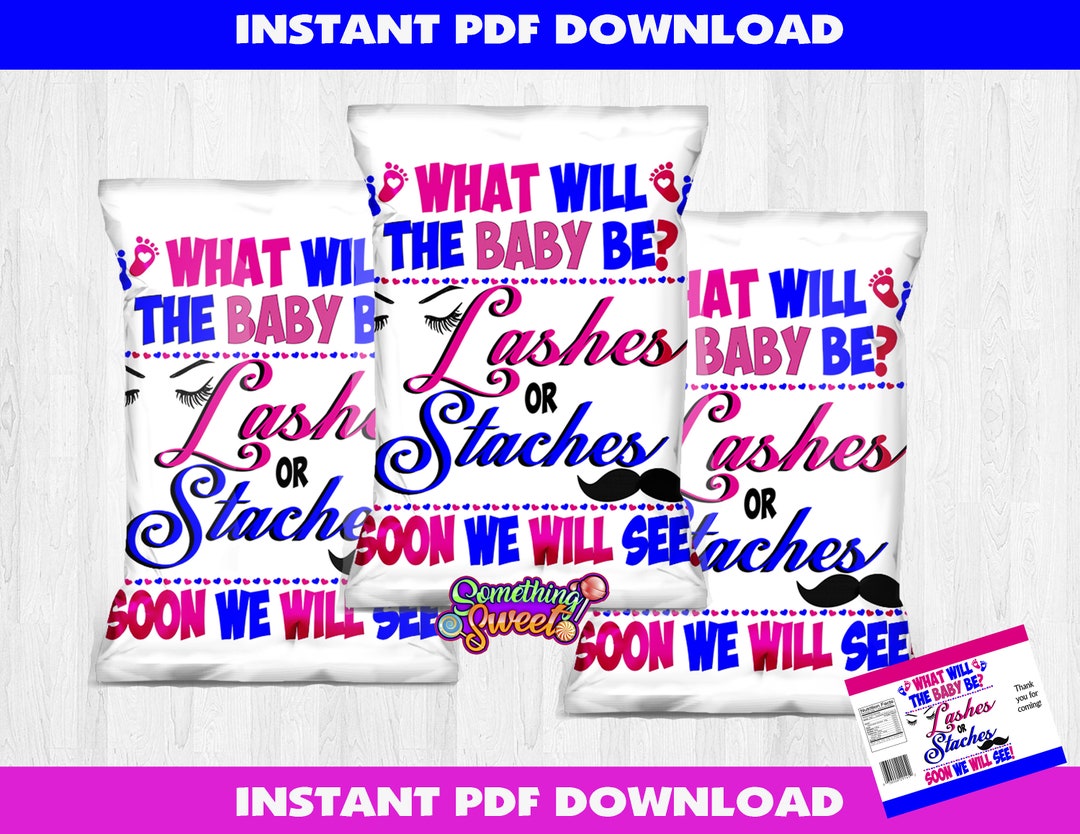 Lashes or Staches Gender Reveal, Instant Download - Etsy