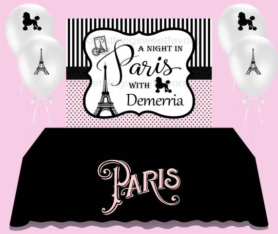 Paris Themed Banner by SOMETHING SWEET PARTY FAVORS | Catch My Party