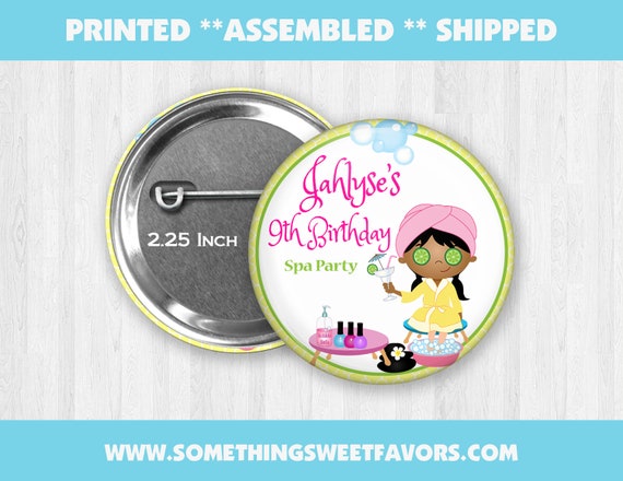 Spa Party Birthday Buttons, Custom Pins, Spa Party Pins, Birthday Party ...