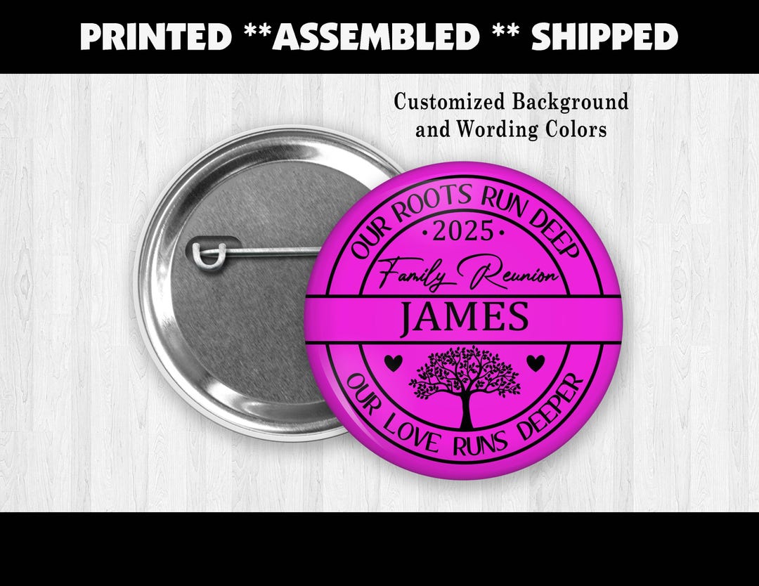 Custom Family Reunion Button Pins – Personalized Name Tags & Keepsakes ...