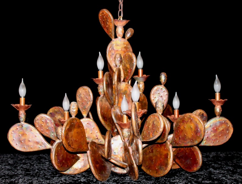 Copper Chandelier Handcrafted Copper Cactus Rustic - Etsy