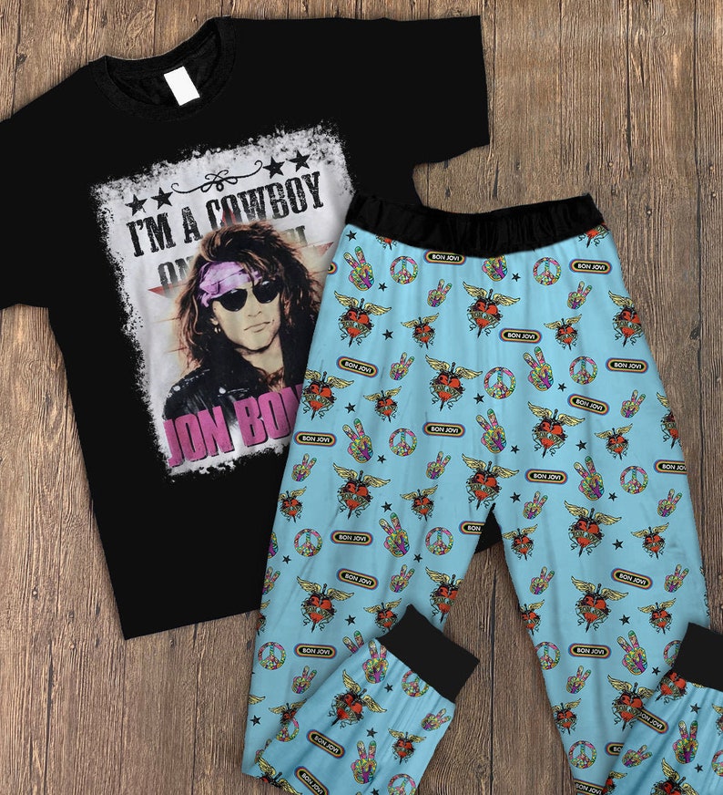 B0n J0vi Homage Pajamas Set Rock Music Lover Pajamas Set - Etsy