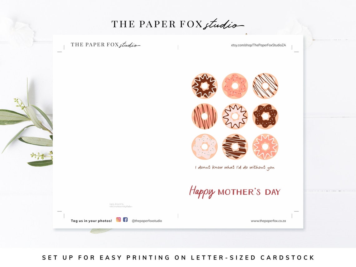 Printable Donut Mother's Day Card Cute Doughnut | Etsy