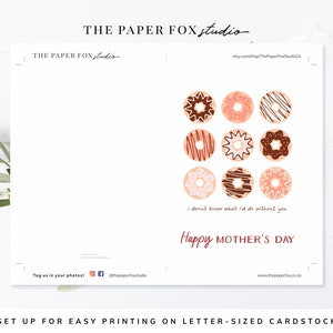 Printable Donut Mother's Day Card, Cute Doughnut Mother's Day Card ...