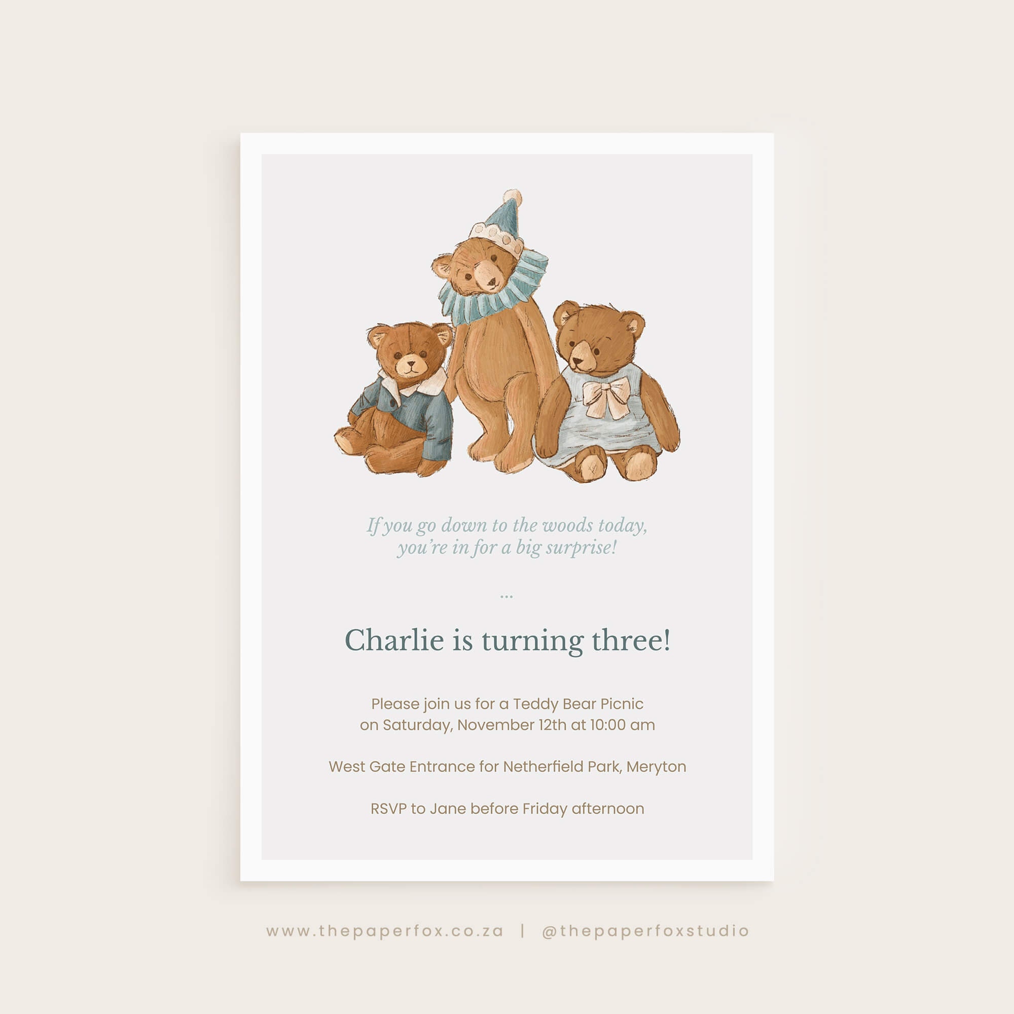 Printable Teddy Bear Invitation 5x7 Editable PDF - Etsy