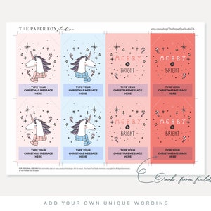 DIY PRINTABLE Editable Unicorn Christmas Tags Christmas Gift - Etsy