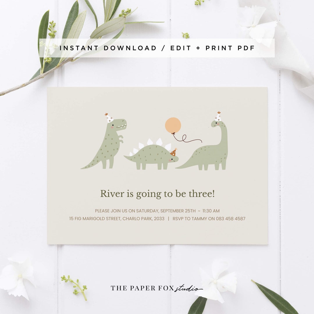 Printable Dinosaur Parade Invitation, Editable PDF Prehistoric Dinosaur ...
