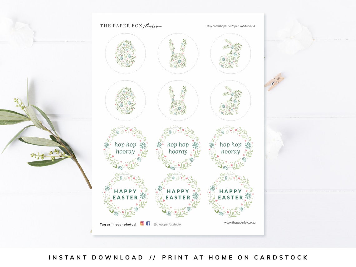 Printable Floral Easter Cupcake Toppers Download & Print | Etsy
