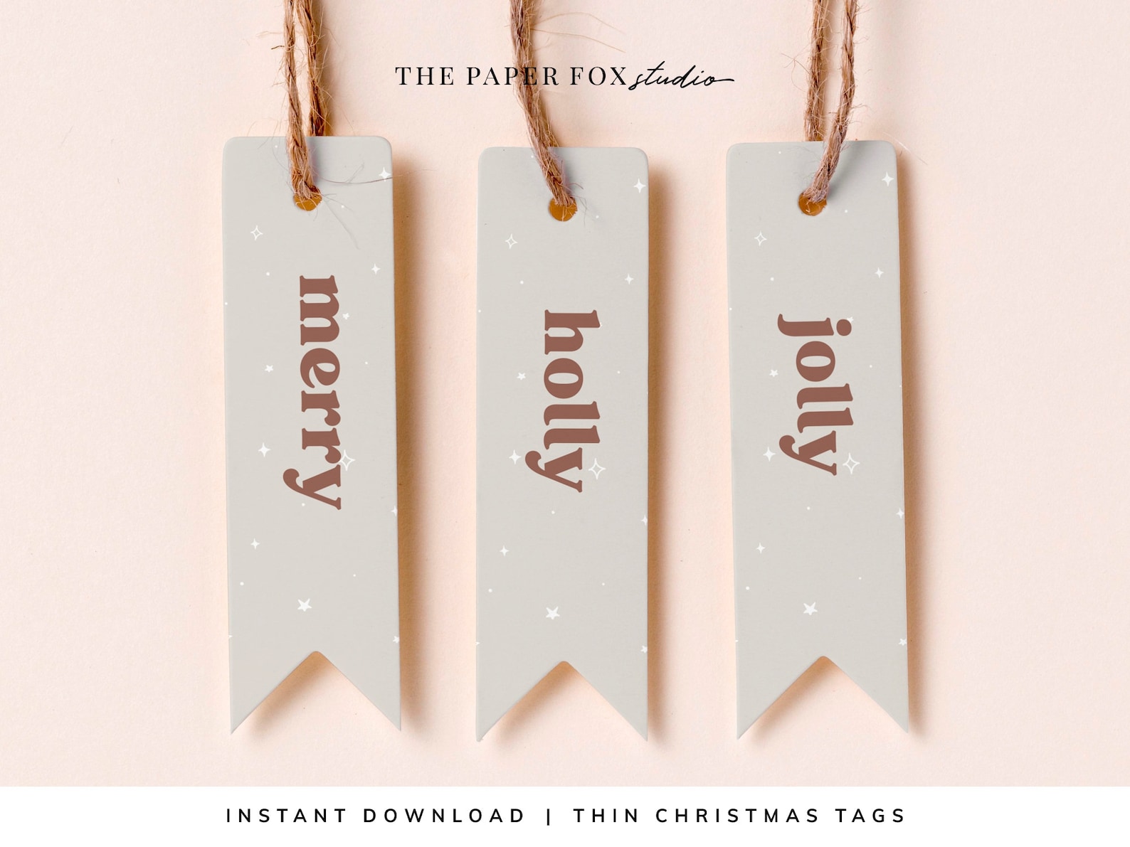 Printable Holly Jolly Merry & Bright Christmas Tags Instant - Etsy