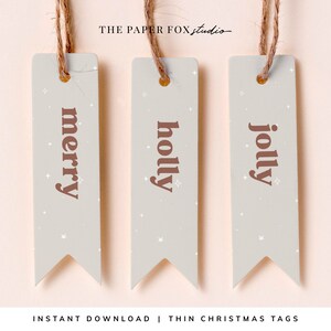 Printable Holly Jolly Merry & Bright Christmas Tags, Instant Download ...