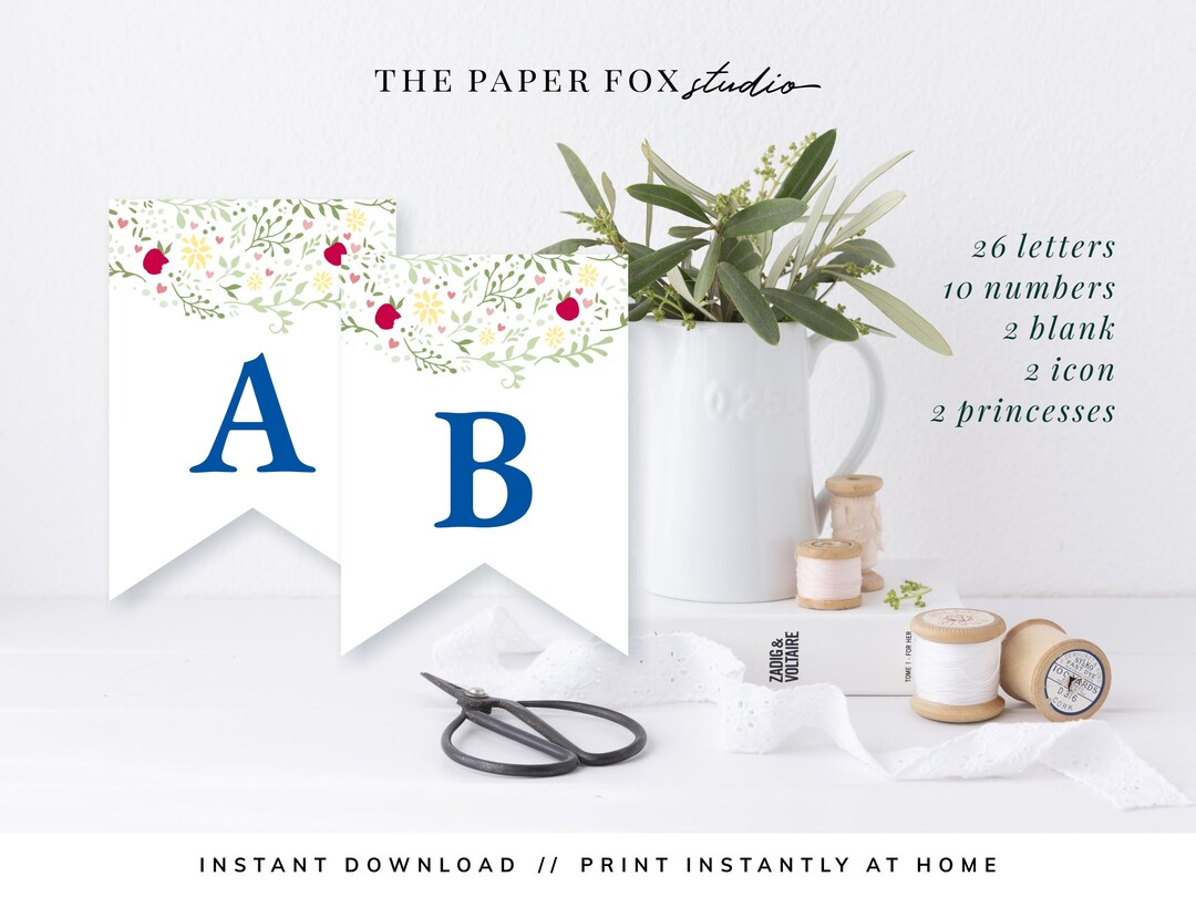 Printable Snow White Birthday Bunting, Personalized Snow White Party ...