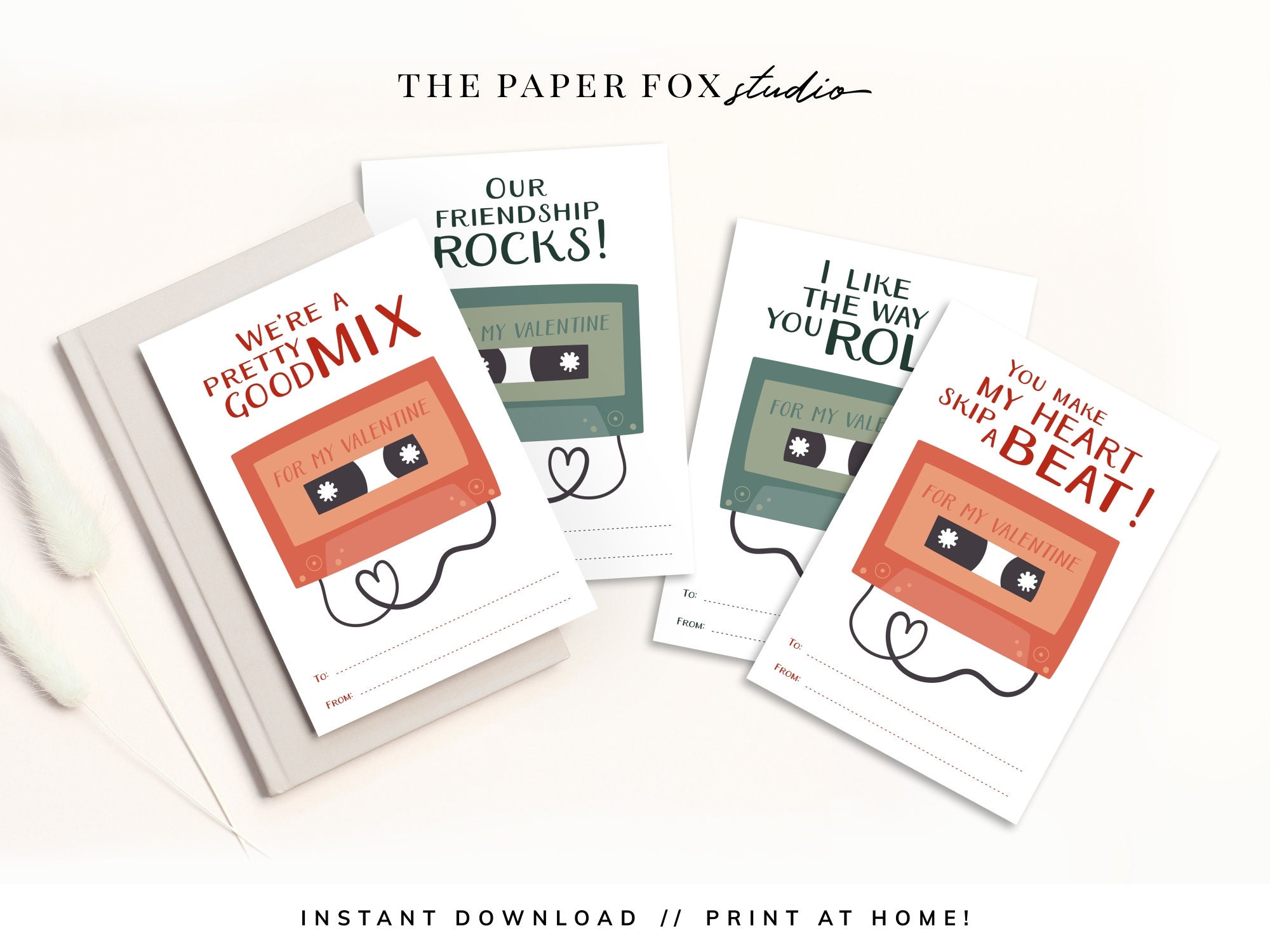 Printable Mix Tape Valentine's Cards, Cute Retro Music Valentine's Day ...