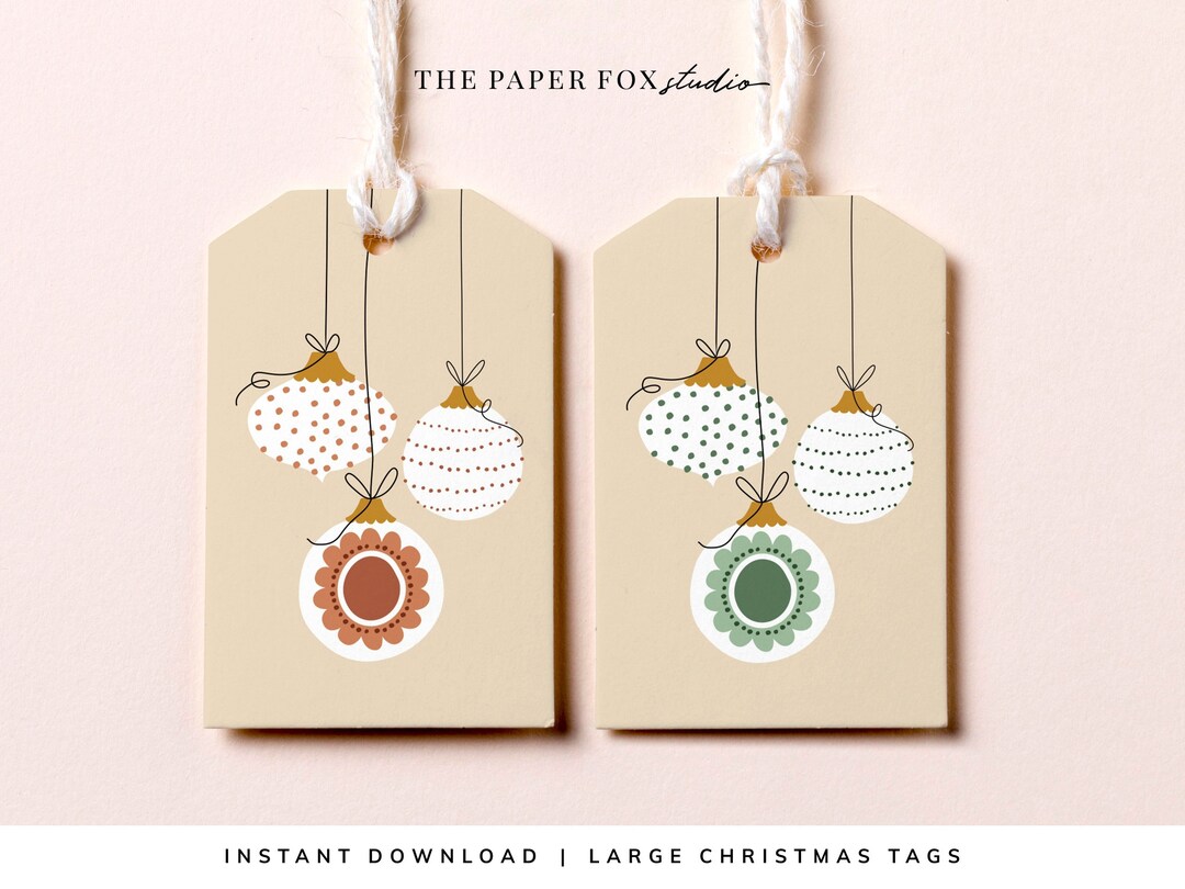 Printable Bauble Illustration Christmas Tags, Instant Download Gift ...
