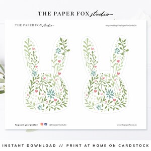 Printable Floral Easter Bunny Garland, Editable Modern Easter Egg Hunt ...