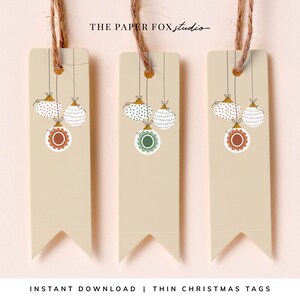 Printable Bauble Illustration Christmas Tags, Instant Download Gift ...