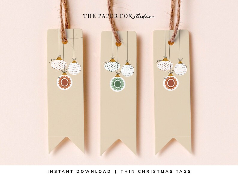 Printable Bauble Illustration Christmas Tags Instant Download | Etsy