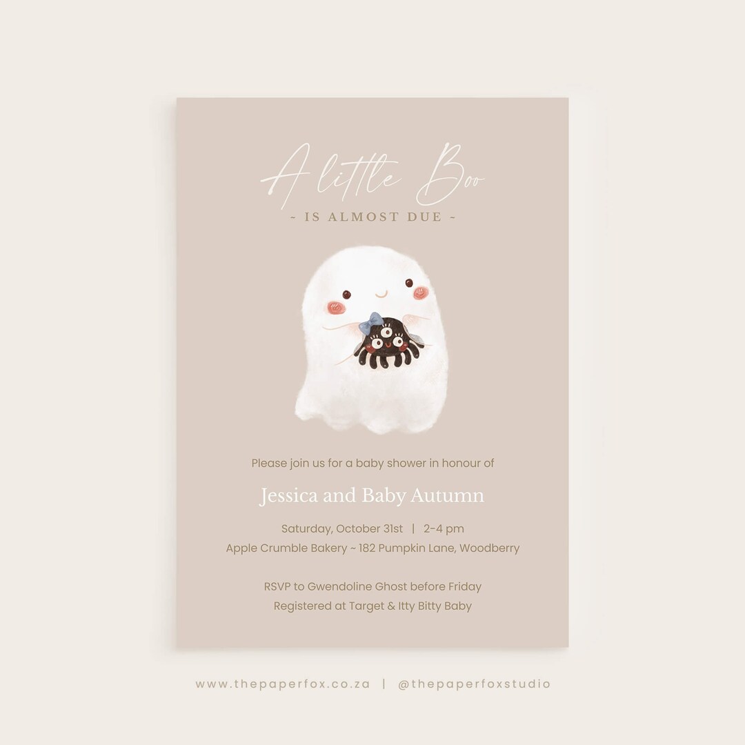 Printable Little Boo Baby Shower Invitation, 5x7 Editable PDF Neutral ...