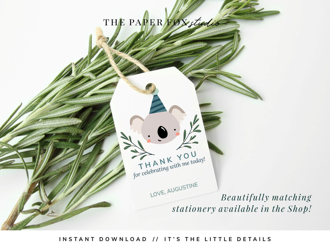 Printable Koala with Blue Party Hat Welcome Poster Editable | Etsy