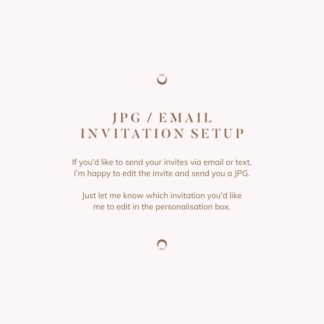 Invitation JPG Setup Option, Setup Invite for Email or Text - Etsy