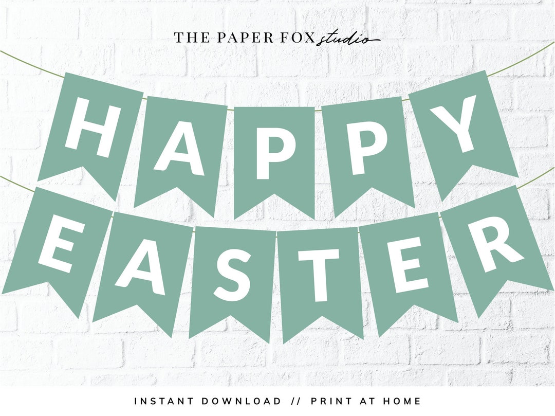 Printable Happy Easter Bunting, Print at Home Modern Easter Egg Hunt ...