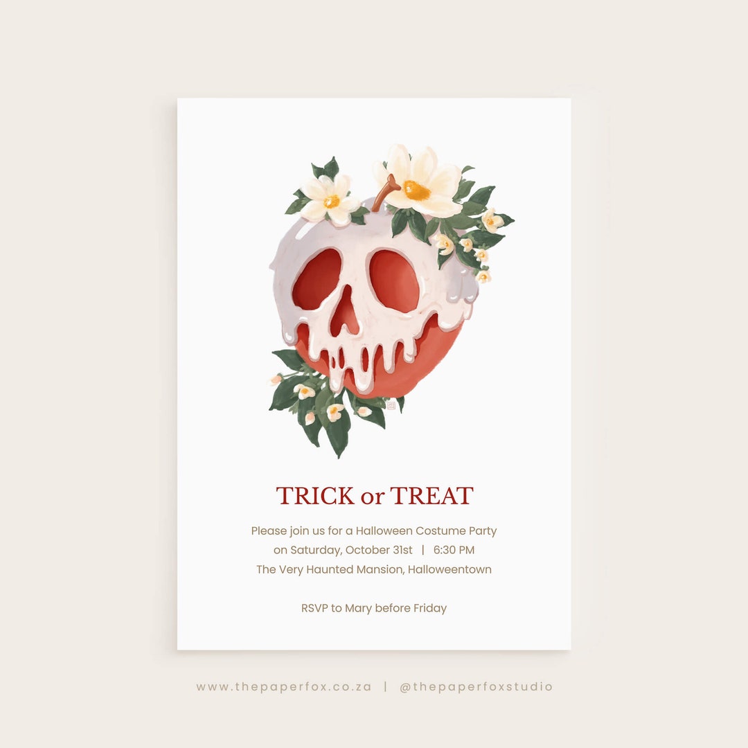 Printable Poison Apple Invitation, 5x7 Editable PDF Trick or Treat ...