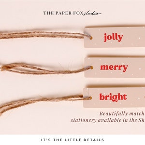 Printable Holly Jolly Merry & Bright Christmas Tags, Instant Download ...