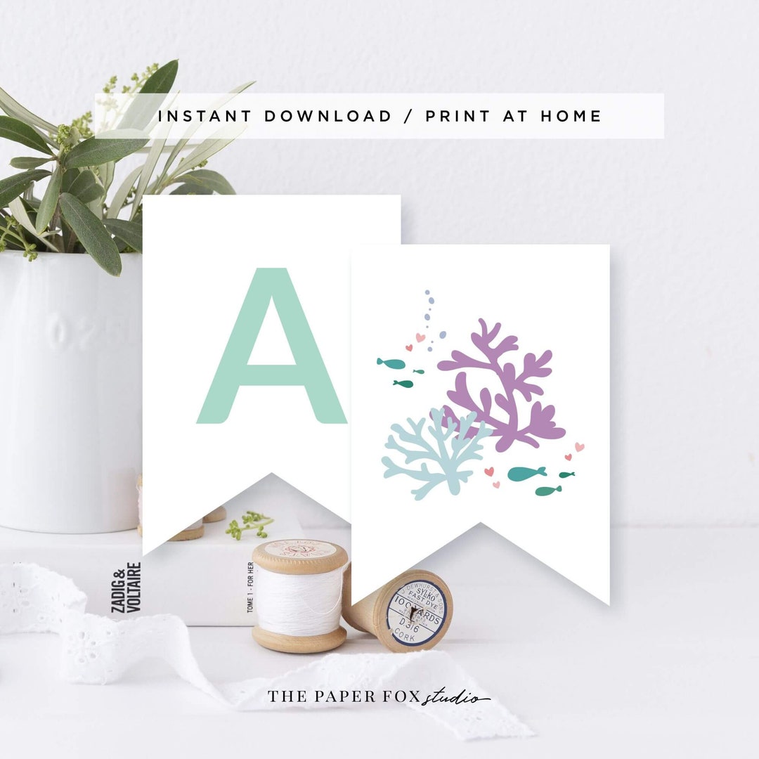 Printable Sea Turtle Party Bunting, Under the Sea Turtle Birthday ...