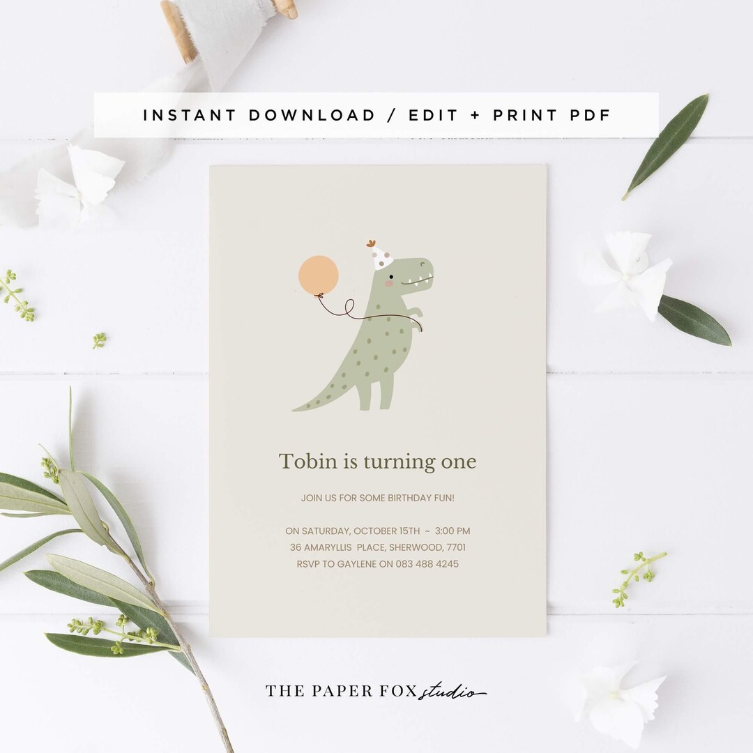 Printable Dinosaur Invitation, Editable PDF Prehistoric Park Dinosaur ...